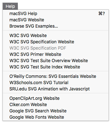 macSVG Menu Commands – macSVG